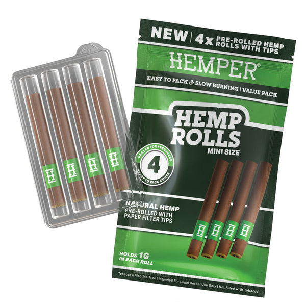 Hemper - Mini Size Hemp Rolls with Paper Tip | 4PK Display - HEMPER