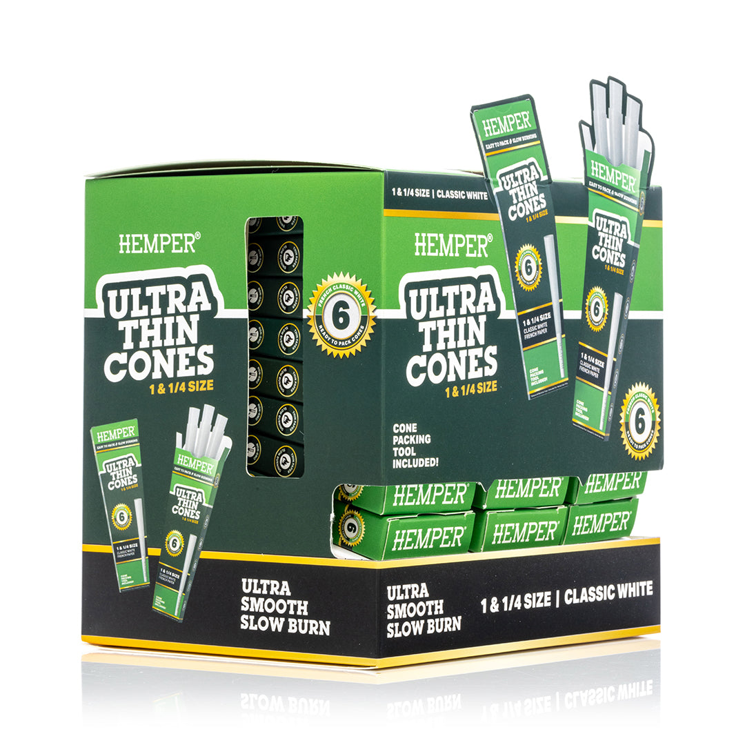 Ultra Thin Pre-Rolled Cones French White Paper - 6 Pack - 1 1/4 Size ...