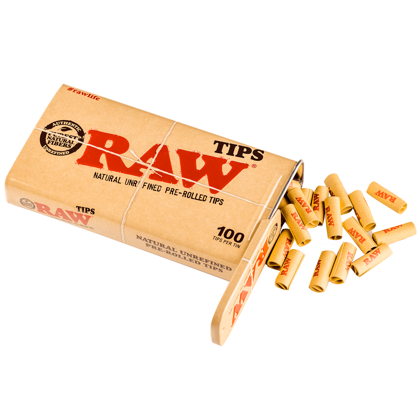 RAW - Pre Rolled Filter Tips Tin - 100ct - HEMPER